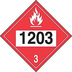 AccuformNMC Hazard Class 3 "1203" (Gasoline) 4-Digit DOT Placard, 10.75" x 10.75" Adhesive Vinyl, Made in the USA, 1 count, MPL733VS1