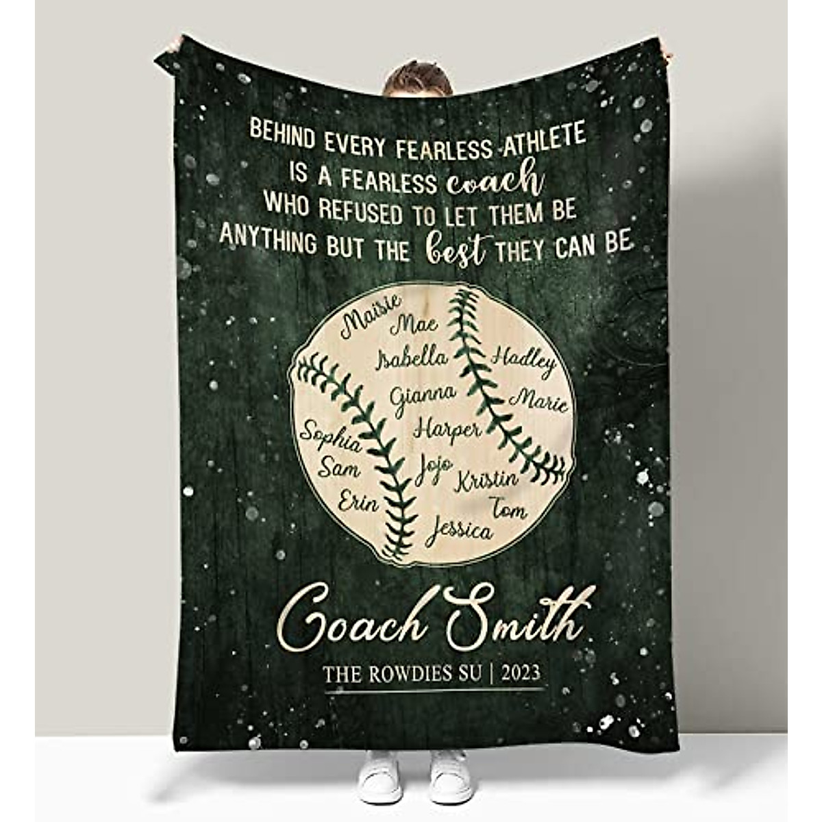 Rimmer Personalized Thank You Softball Coach Blanket, Softball Team Gifts for Softball Coach, Anniversary Present for Softball Lovers, Great Gifts for Softball Fans on Christmas Birthday Fathers Day