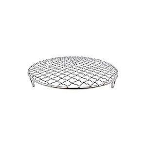 Chris-Wang 1Pack Multi-Purpose Round Stainless Steel Cross Wire Steaming Cooling Barbecue Rack/Carbon Baking Net/Grill/Pan Grate with Legs(6.5Inch Dia)