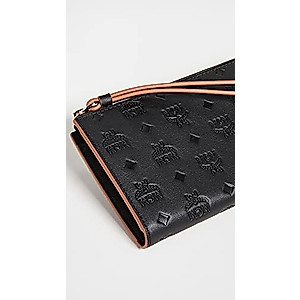 MCM Women's Klara Monogrammed Leather Zipped Wallet, Black, One Size