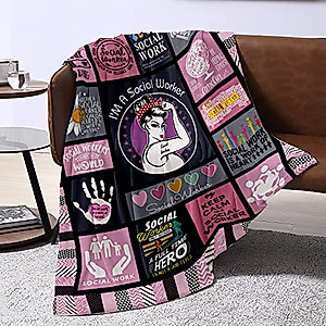 Social Worker Christmas Birthday Gifts for Women Blanket -Appreciation, Graduation Gifts for BSW, MSW, DSW-Lightweight Soft Warm Cozy Fuzzy Throws Blankets for Home Bedroom Sofa Couch 60"x50"