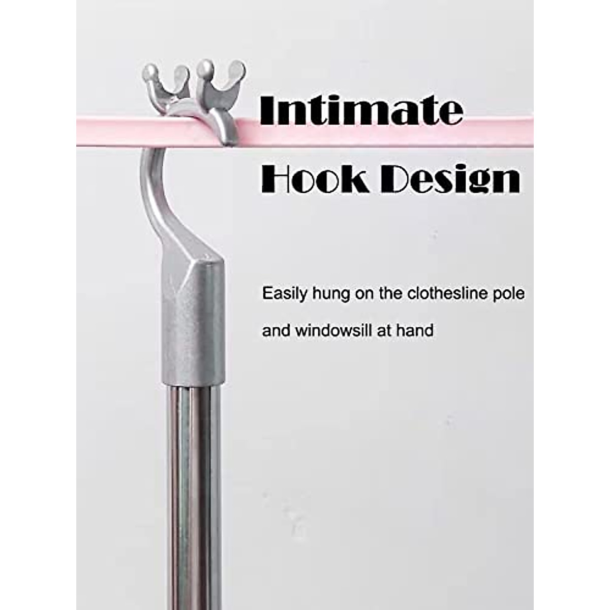 Closet Hanger Reacher Pole with Aluminum Alloy U-shaped Fork Head 56" Adjustable Extend Hook Pole for Closet Rod, Shelf Pole, Ceiling Pole