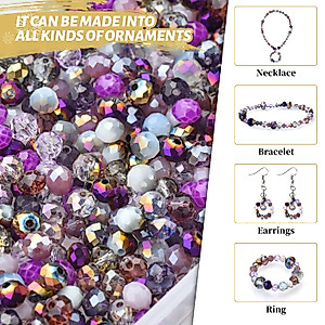 KINGSHINE 1000pcs 4/6/8mm Purple Color Briolette Crystal Glass Beads for Jewelry Making Supply,Round Rondelle Faceted Spacer Beads,Crystal Beads for Bracelets Necklaces DIY Crafts