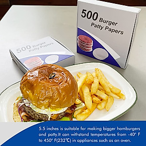 Burger Patty Paper Round 5.5 Inch Set of 500Pcs Non Stick Hamburger Paper Pad for Press Patty Parchment Sheets