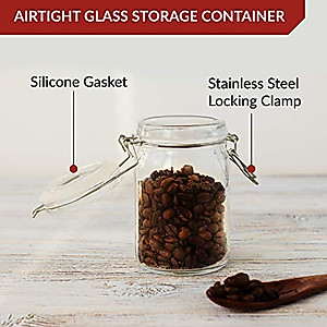 Set of 3 Glass Mason Jar with Lid (1 Liter) | Airtight Glass Storage Container for Food, Flour, Pasta, Coffee, Candy, Dog Treats, Snacks & More | Glass Organization Canisters | 34 Ounces