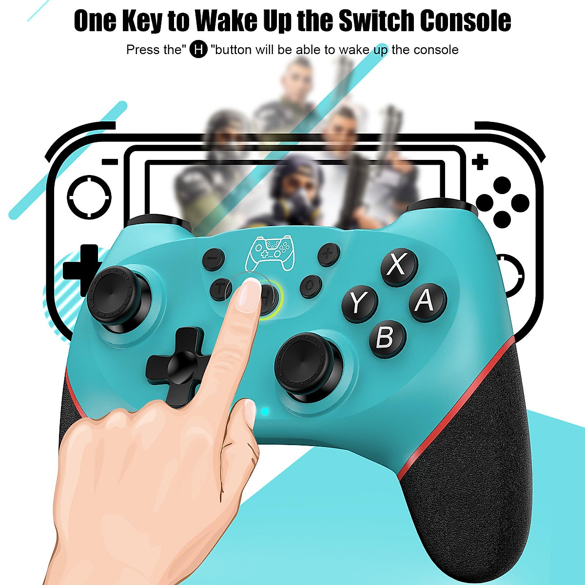 Diswoe Controller for Switch, Bluetooth Controller for Switch/Switch Lite, Wireless Controller with Turbo, Gyro Axis, Dual Shock and Motion Control, Easy and Long Game