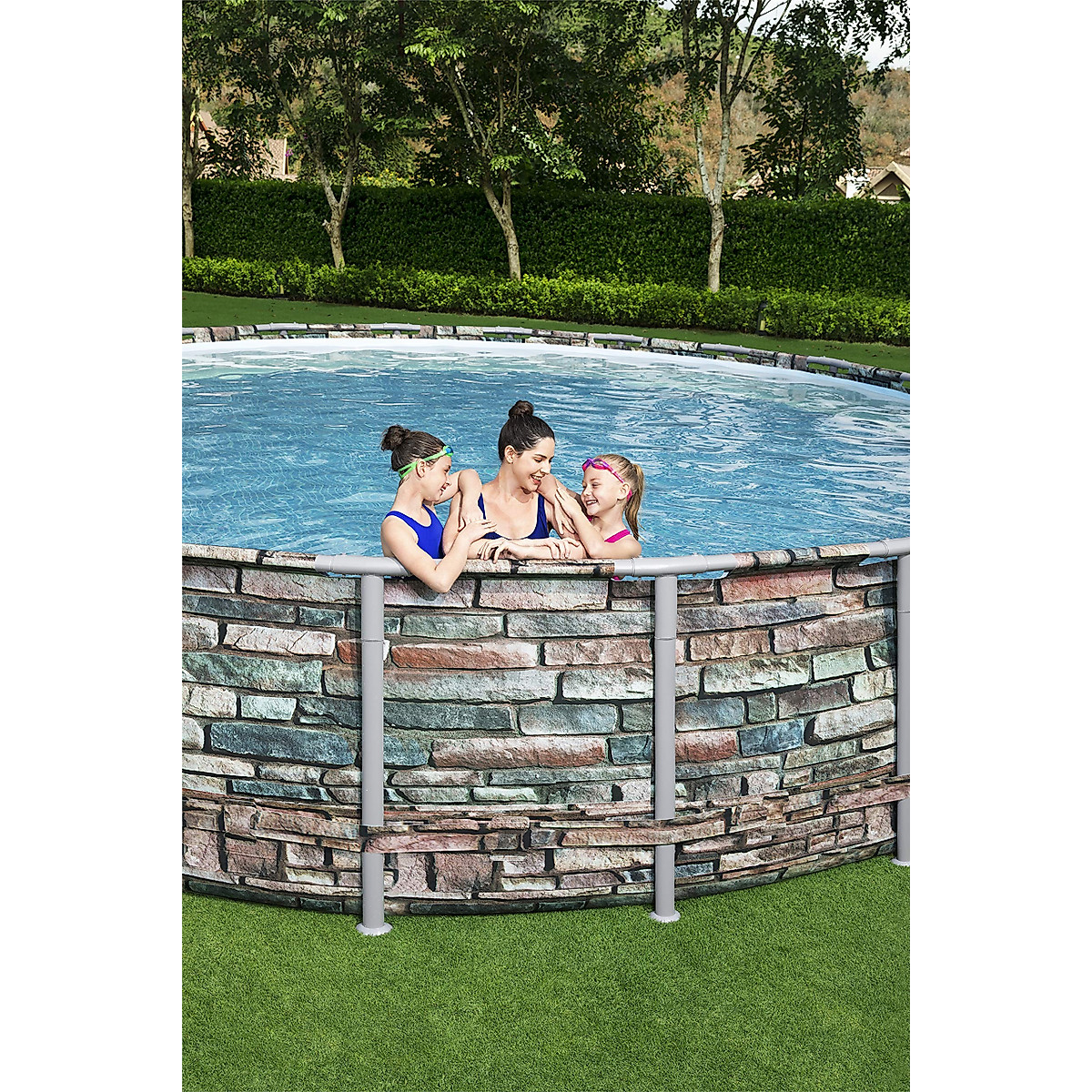 Bestway 56965E Power Steel 16' x 48" Set Above Ground Pool, Stone