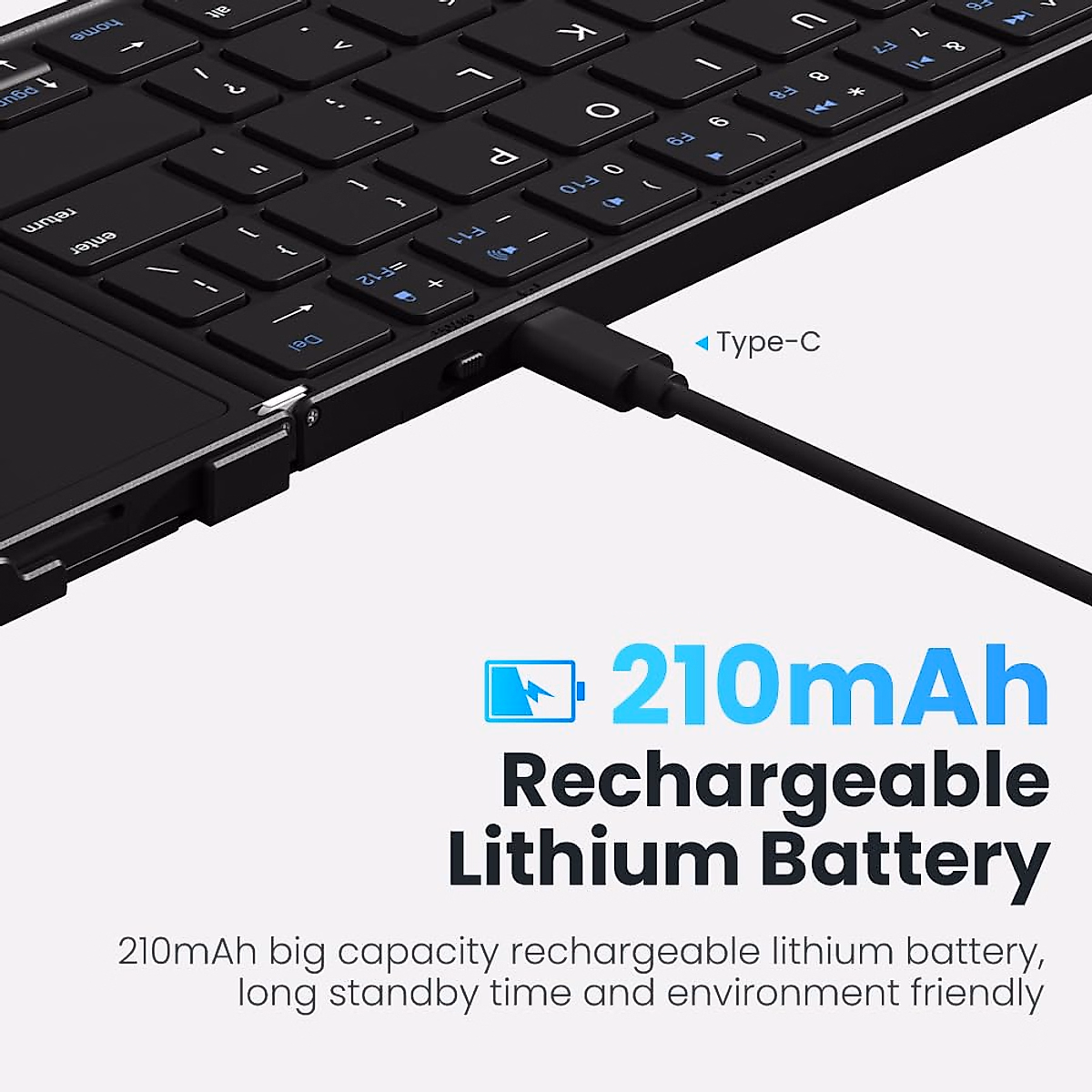 Blesid Foldable Bluetooth Keyboard with Number pad, Seamless, Ultra Light(8.3oz) Full Size Folding Wireless Keyboard with Numeric keypad, Windows, Mac OS, iOS, Android, Tablets, Laptops, PC