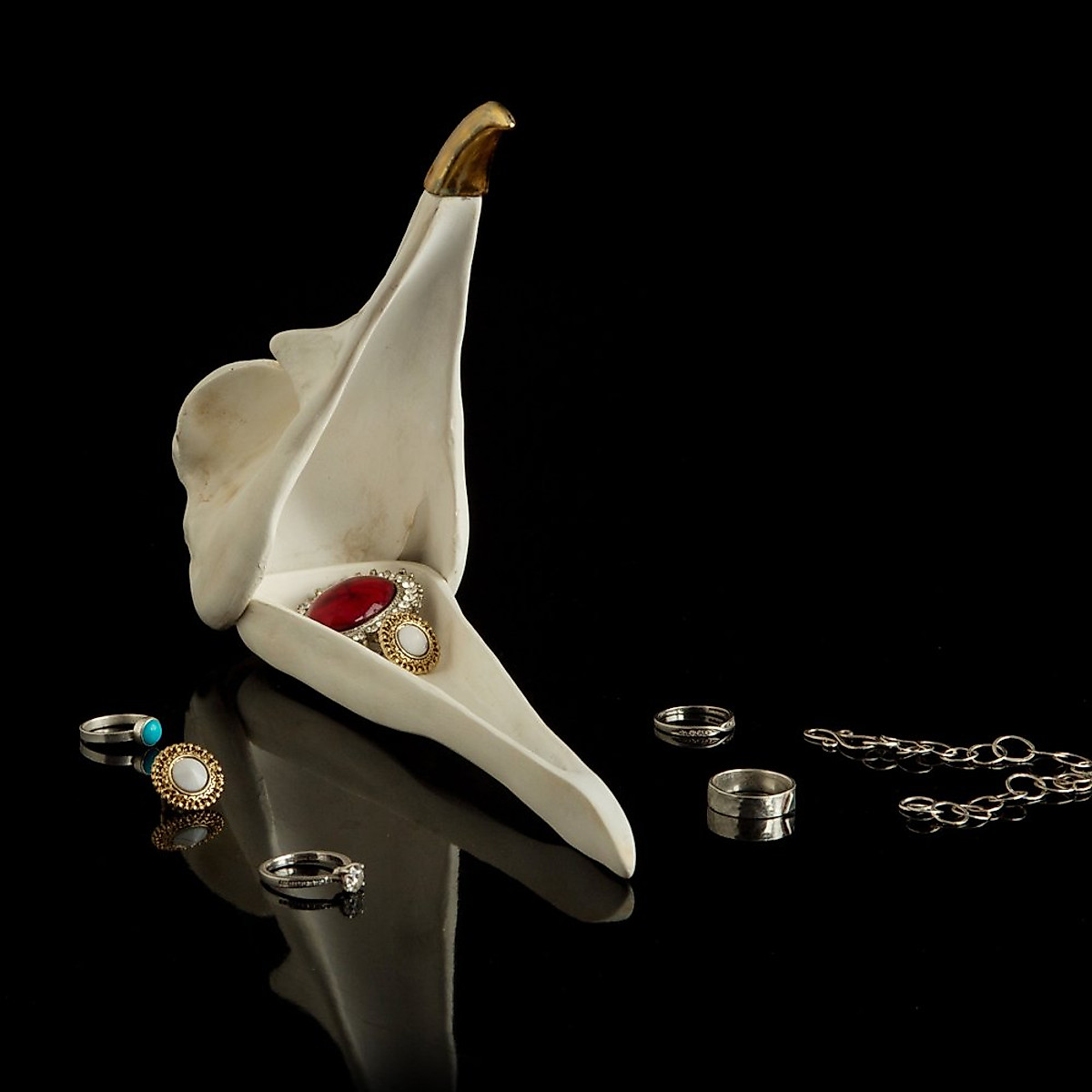 Suck UK | Jewellery Box | Bird Skull Jewellery Organiser or Key Bowl | Gothic Home Decor Ornament | Trinket Box & Trinket Dish For Bedroom | Stand Alternative | Gothic Gifts & Skull Gifts