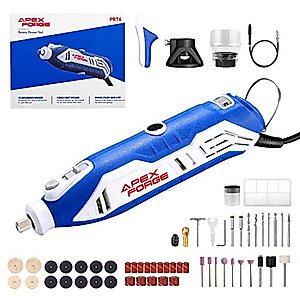 APEXFORGE M6 Variable Speed Rotary Tool Kit, Keyless Chuck & Flex Shaft, 172 Pcs Accessories, 6-Speed, 4 Attachments & Carrying Case for Craft Projects/DIY Creations/Cutting/Engraving