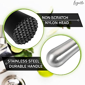 2Pcs Muddler for Cocktails Set - 8" Drink Muddler Set Long Muddler Old Fashioned Stainless Steel Muddler - Mojito Muddler Ice Crusher Bartender Tool for Bars Bartender Accessories Home Bar Tools Set