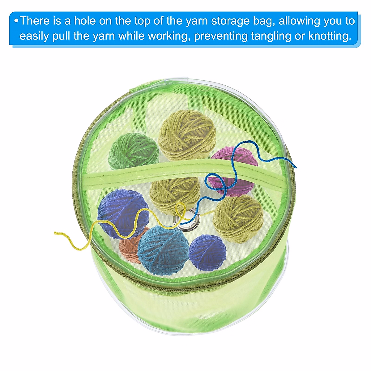 PATIKIL Yarn Storage Bag, Portable Crochet Knitting Bag Case Skein Ball Holder Mesh Basket Organizer Tote for Sewing Craft Projects, Green