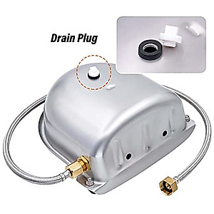 ZHEQOGZH Automatic Livestock Waterer Water Trough for Dog Pig Goat Chicken Stainless Steel Automatic Waterer Bowl with Float Valve Drain Plug Braided Hose-3/4 GHT (Brass Valve Bowl)