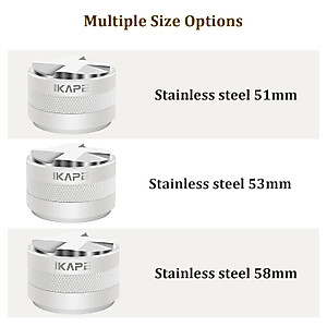 IKAPE Coffee Products, 53mm Coffee Distributor & Hand Tamper, Adjustable Depth Espresso Distributor Fits All 53mm Espresso Portafilter, Compatible with 54MM Breville Bottomless Portafilter (Silver)