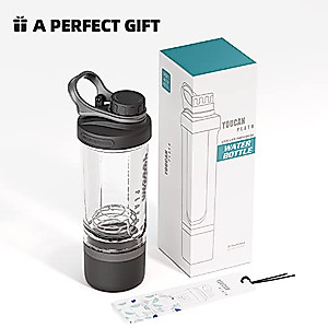 21oz Protein Shaker Bottle with Powder Storage Container-Shaker Cups for Protein Shakes-pre workout bottle-Mixer Cup-Gym Sport Water Bottle -Made with Tritan BPA Free,with Wire Whisk Balls (Black)