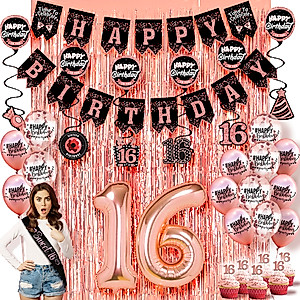 Happy 16th Birthday Decorations For Girls - Sweet 16 Party Decorations Pink, Sweet 16 Birthday Decorations For Girls, Sweet 16 Balloons, 16th Birthday Girl, 16th Birthday Balloons Sweet 16 Decorations