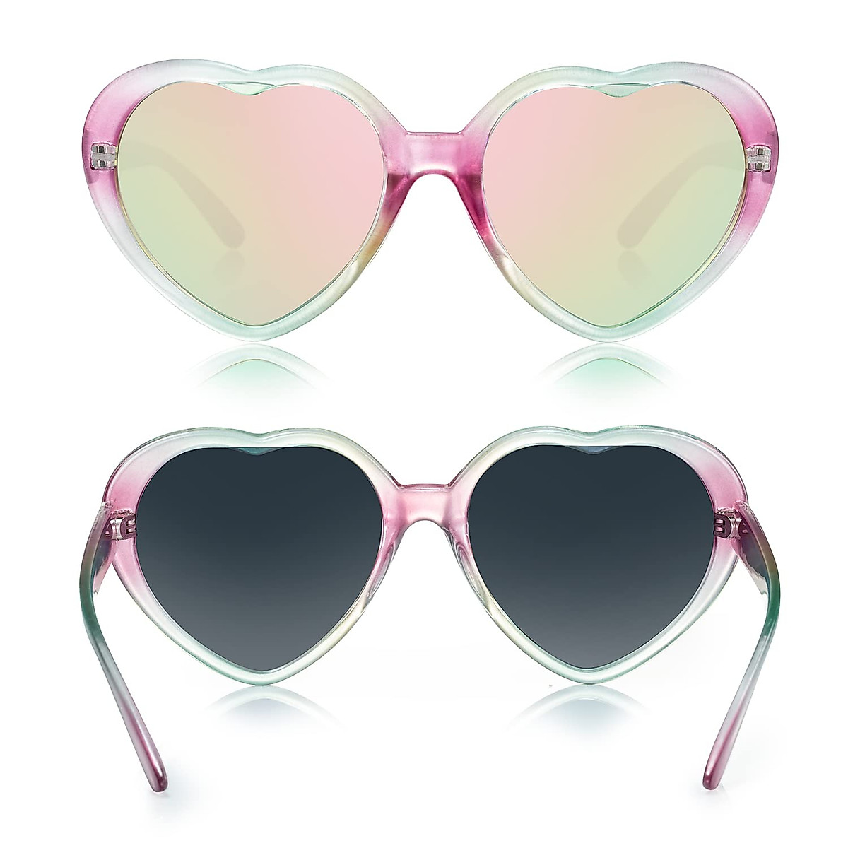 LVIOE Heart Sunglasses for Women, Polarized Heart Shaped Sunglasses with UV Protection Heart Style Retro Glasses for Shopping