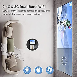 Mini Portable Projector with 5G WiFi & Bluetooth, Android 10.0 OS Home Video Projector 1080P Supported 150” Display & Zoom 5000 LED Lumen Outdoor Movie Compatible with Tablet/Phone/PC/TV Stick/PS5