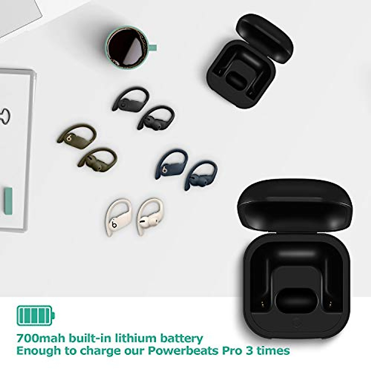 Charging Case Replacement Compatible with Powerbeats Pro with Bluetooth Pairing Sync Button & 700mAh Built-in Battery (Not Include Power Beats Earbuds) Black