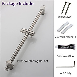 HAMOLER 24 Inch Shower Slide Bar with Adjustable Shower Holder Stainless Steel Wall Mount Sliding Bar, Brushed Nickel