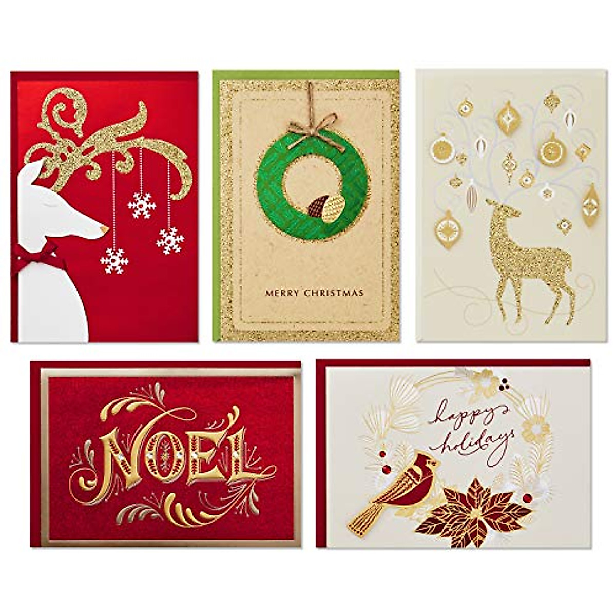 Hallmark Boxed Handmade Christmas Cards Assortment (Set of 24 Special Holiday Greeting Cards and Envelopes) (1XPX5156)