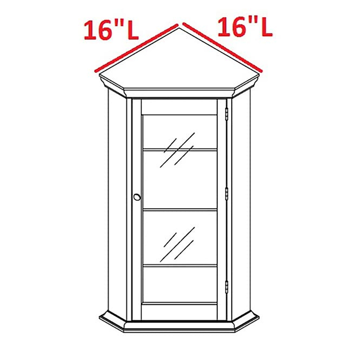 Kings Brand Furniture - Corner Curio Storage Cabinet with Glass Door (Black)