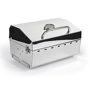 Camco Grill-Stow N Go 125 Portable Propane Gas Grill with Push Button Igniter, Temperature Gauge, and Storage Bag for RV, Tailgating, and Camping