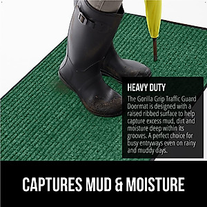 Gorilla Grip Traffic Guard Door Mat, 2 Pack, Heavy Duty Waterproof Doormat, Commercial Office Space Welcome Mats, Stain and Fade Resistant, Low Profile, Strong Rubber Backing, 29x17, Green