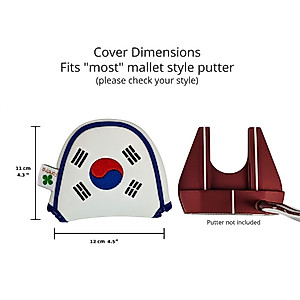 Foretra – Korea Flag - Golf Putter Headcover Quality PU Leather Magnetic Closure for Mallet Style Putters Scotty Cameron Odyssey Taylormade Ping