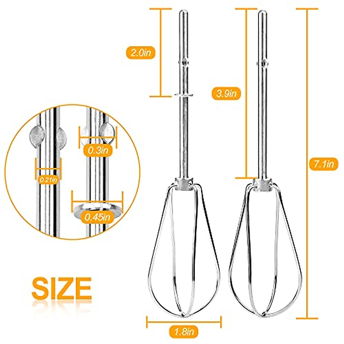 Hand Mixer Beaters W10490648 Hand Mixer Attachment Beaters Replace W10490648 KHM2B AP5644233 PS4082859 (2PACK)