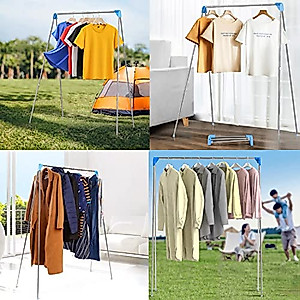 BIVIZKU Adjustable Portable Garment Rack Extra Compact Lightweight Foldable Mini Drying Clothes organizer for Travel Camping Laundry Dance (35.4x15.7x55)+Travel Bag+ClothesPins Set (regular)