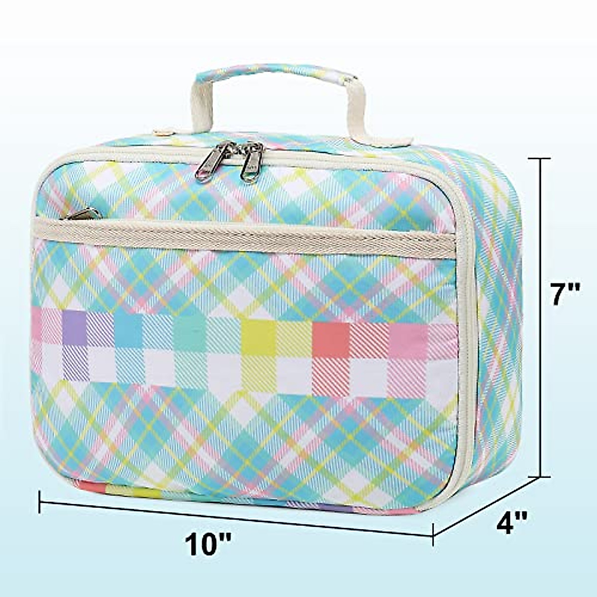 CAMTOP Lunch Box Kids Insulated Lunch Bag Small Cooler Thermal Meal Thermal lunchbox for Girls Boys School Picnics（Lattice Colorful）