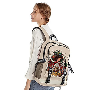 HANDAFA Unisex Anime Multipurpose Bag No Face Man Print Backpack Casual Daypack(Apricot)