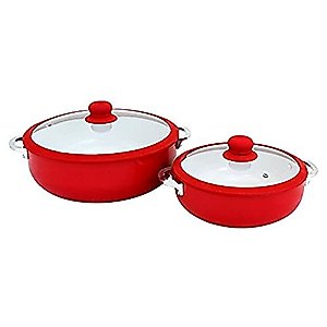 IMUSA USA Ceramic Nonstick Caldero Set 2-Piece, Red