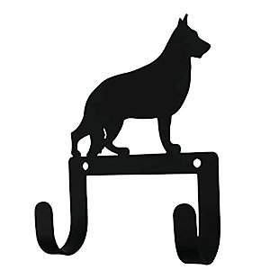 Village Wrought Iron Shephard Dog Leash & Collar Wall Hook