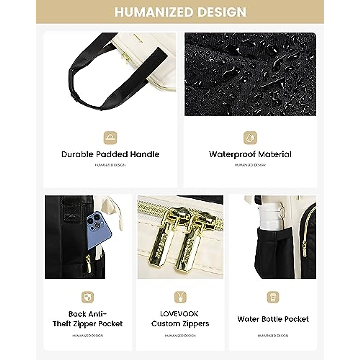 LOVEVOOK Laptop Backpack for Women, 15.6 Inch Work Laptop Bag，Waterproof Teacher Nurse Bag with USB Port,Fashion Travel Bag Business Computer Backpack Purse for College