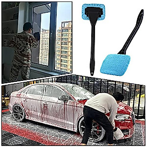 2 Pcs Microfiber Car Windshield Brushs Auto Inside Glass Wipers Car Detailing Brushes for Fog & Moisture Removal