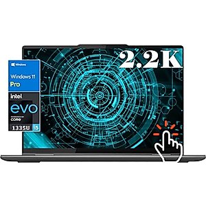 Lenovo Yoga 7i 2-in-1 14" 2.2K 16:10 300Nits Multitouch Slim Laptop - Intel Evo 10-Core i5-1335U - 2 x Thunderbolt 4 - Fingerprint Reader - Storm Grey Win11 Pro W/Cloth (8GB RAM | 1TB SSD)