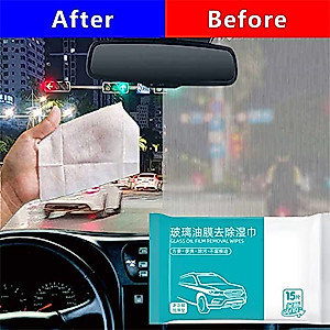 Car Glass Oil Film Removal Wipes, 2/4/6bags Glass Oil Film Remover for Car, Car Cleaning Wipes, Car Oil Stain Cleaner Glass Oil Film Remover Wet Wipes, Glass Wipes for Windshield Cleaning (4bags)