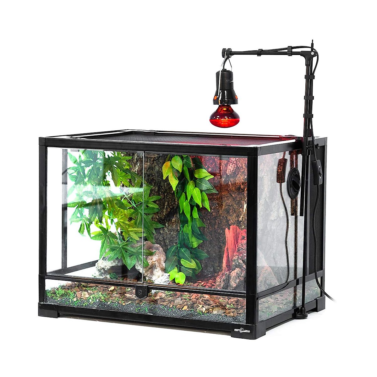 REPTI ZOO 8.5 inch Reptile Light Fixture 200W 2 in 1 E26 Base with Removable Ceramic Socket with On Off Toggle Switch in Black,Aquarium Dome Reptile UVB Light Socket Fixture (without Bulbs)