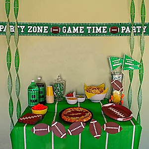 Football Party Banner | (2 Pcs) 8” Inch Tall X 25’ Feet Long | Football Banner Tape Decoration | Football Game Time, Party Zone Plastic Banner Tape | Football Party Tailgate Decorations | By Anapoliz