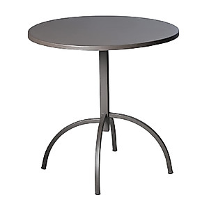 Lisuden Patio Bistro Metal Dining Table, Outdoor Steel Slat Round Table for 2 Person,Diameter 23.6", Furniture Table for Backyard, Garden, Lawn and Porch - Brown …