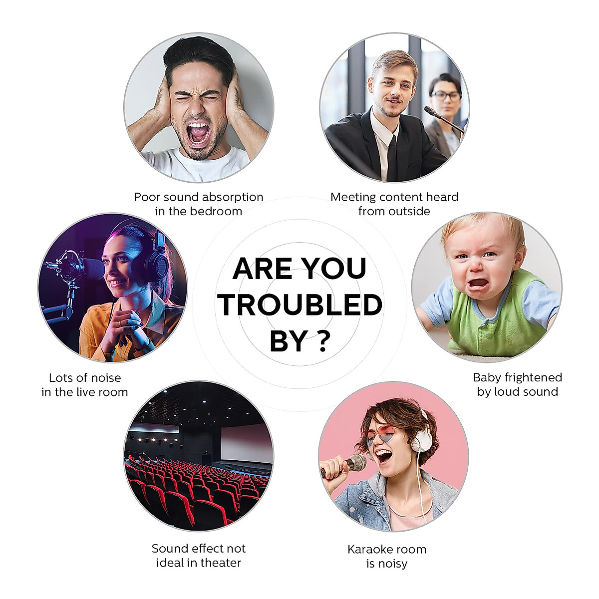 Acoustic Foam Panels with Self Adhesive 24pcs, 12"x12" x2" Soundproof Sound Insulation Absorbing Foam Panels, Studio Wedge Tiles Padding for Music Gameroom Bedroom, Acoustical Wall Panels