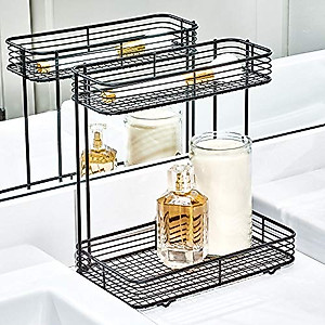 iDesign Vienna Steel Free-Standing 2-Tier Storage Shelf - 5.9" x 9.8" x 10", Matte Black