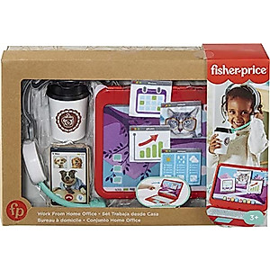 Fisher-Price My Home Office, pretend work station 8-piece play set for preschool kids ages 3 years and up, Includes 1 Toy