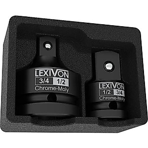 LEXIVON 1/2" & 3/4" Impact Socket Adapter, 2-Piece Set | 1/2" ~ 3/4" Reducer and Increaser Chrome-Moly Steel = Fully Impact Rated (LX-403)