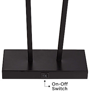 360 Lighting Cole Modern Minimalist Table Lamps 27" Tall Set of 2 with USB Charging Ports Black Metal White Rectangular Shade for Living Room Bedroom House Bedside Nightstand Home Office