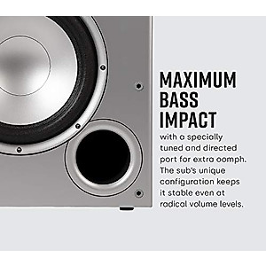 Polk Audio PSW10 10" Powered Subwoofer - Power Port Technology, Up to 100 Watts, Big Bass in Compact Design, Easy Setup with Home Theater Systems Black
