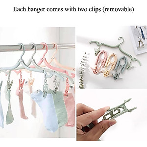 24 Pcs Travel Hangers with 48 Pcs Clips,Portable Folding Clothes Hangers Travel Clothes Hangers Travel Accessories Foldable Clothes Drying Rack for Travel Plastic Non Slip Clothing Hangers 4 Colors