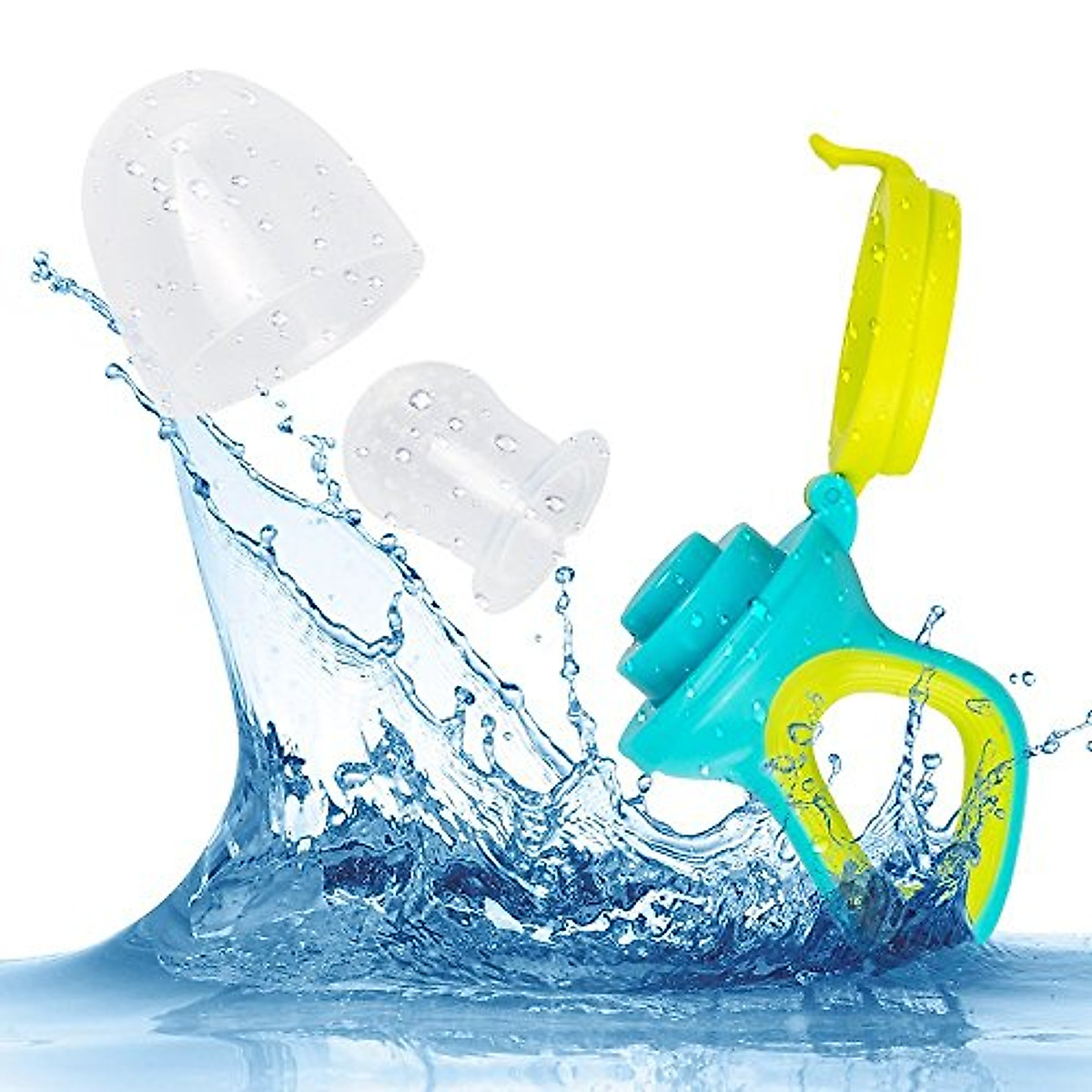 Baby Food Feeder, Fresh Food - 2 Pack Fruit Feeder Pacifier, 6 Different Sized Silicone Pacifiers | Baby Food Dispensing Spoon | Baby Feeding Set | Fresh Frozen Fruit (Green)